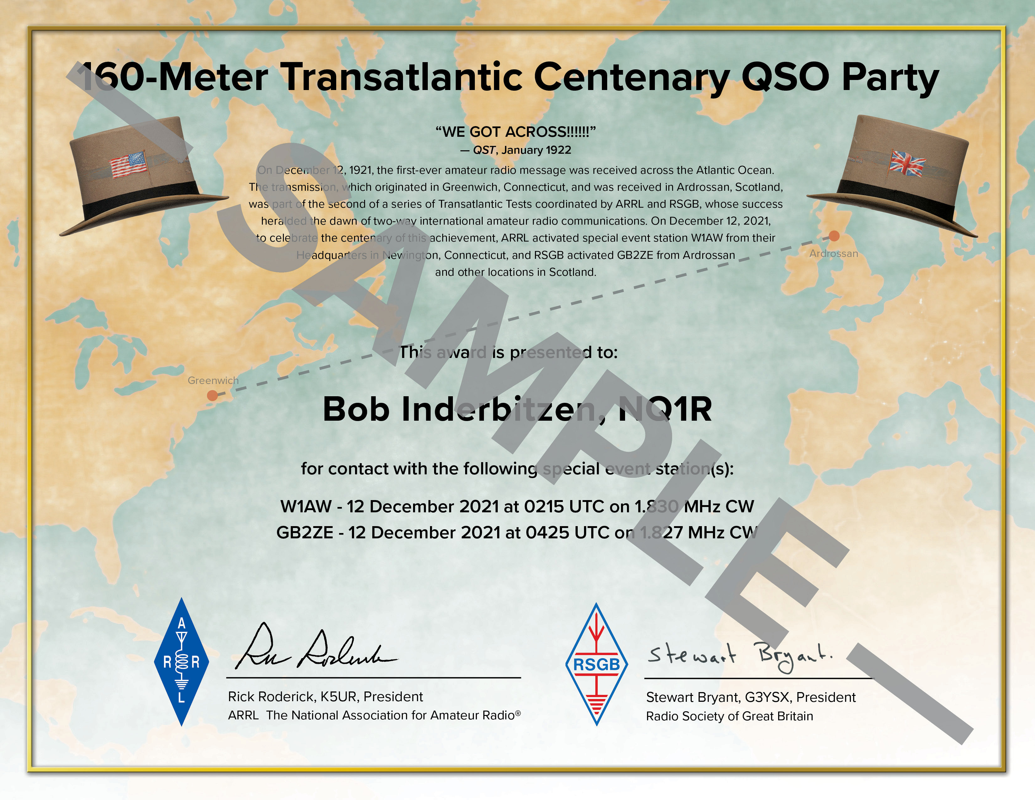 ARRL and RSGB Announce Winners of Transatlantic Centenary Cups